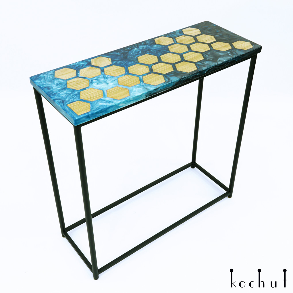 Table-console Geometry of the Universe | Oak, epoxy resin, polyurethane